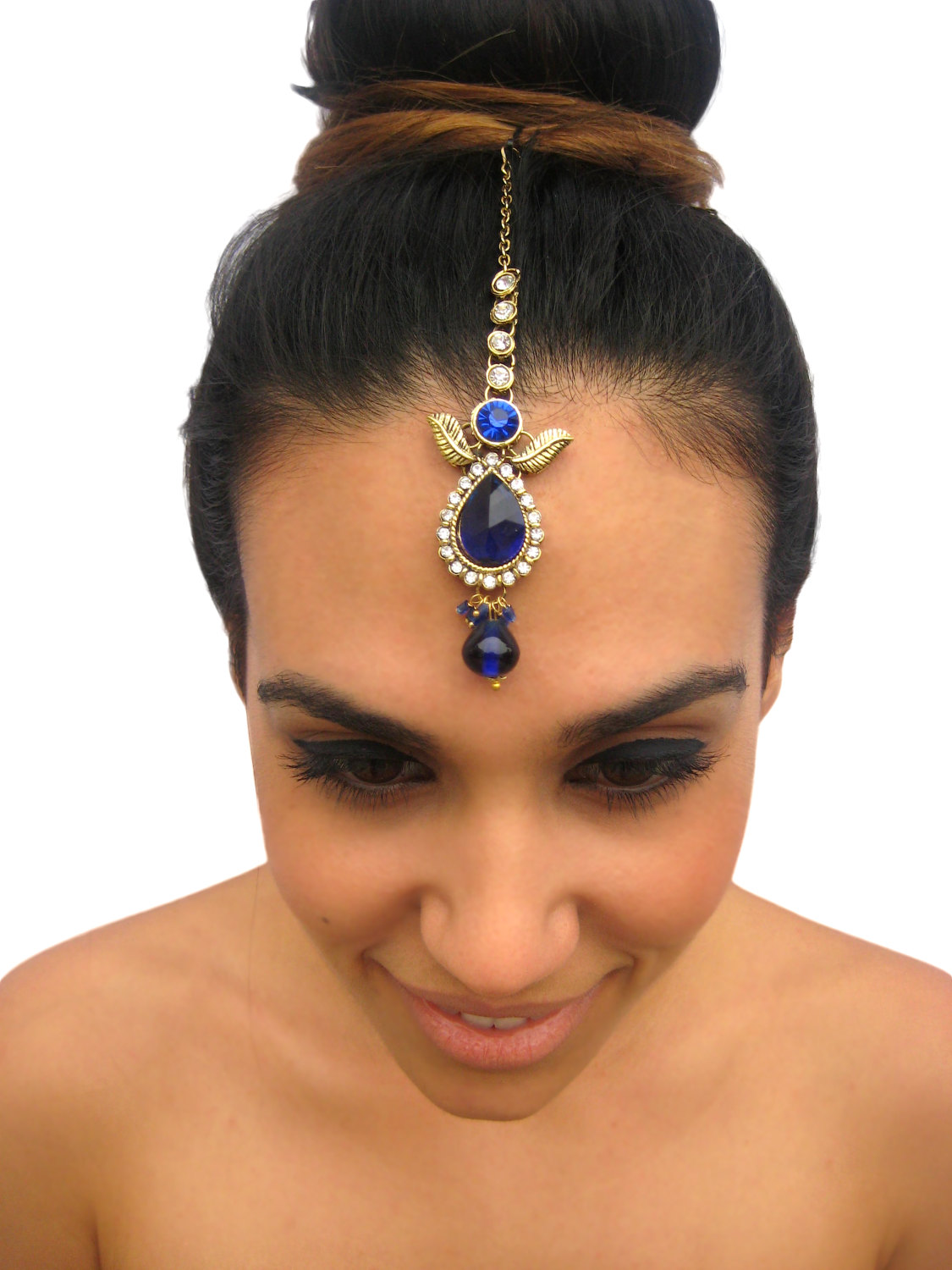 Rouelle Jade Forehead Piece Tikka Headpiece Hair Jewelry In Green And ...