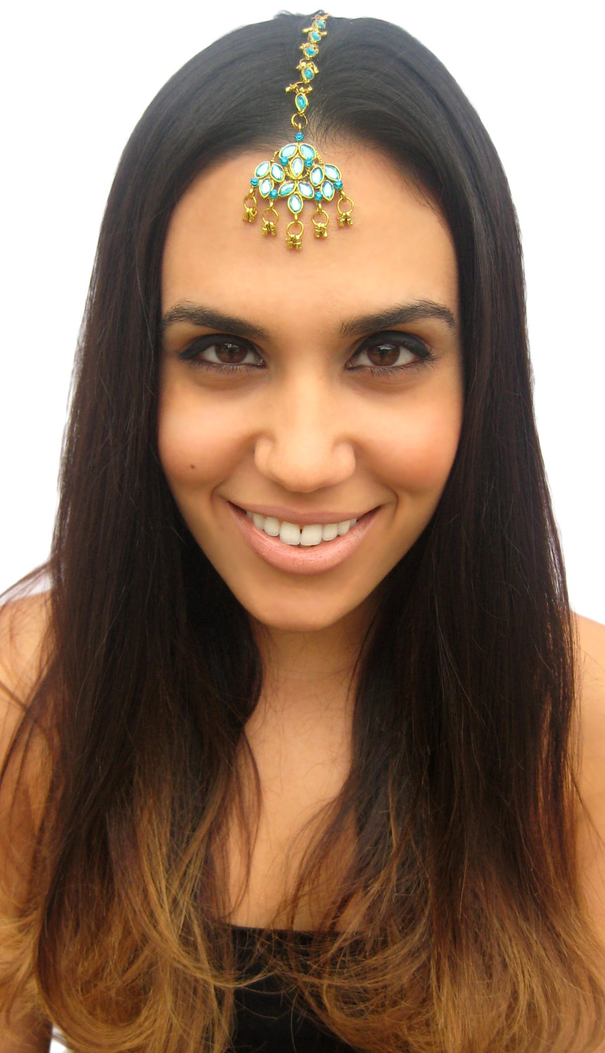Rouelle Rain Forehead Piece Tikka In Turquoise, Head Piece, Hair Chain ...