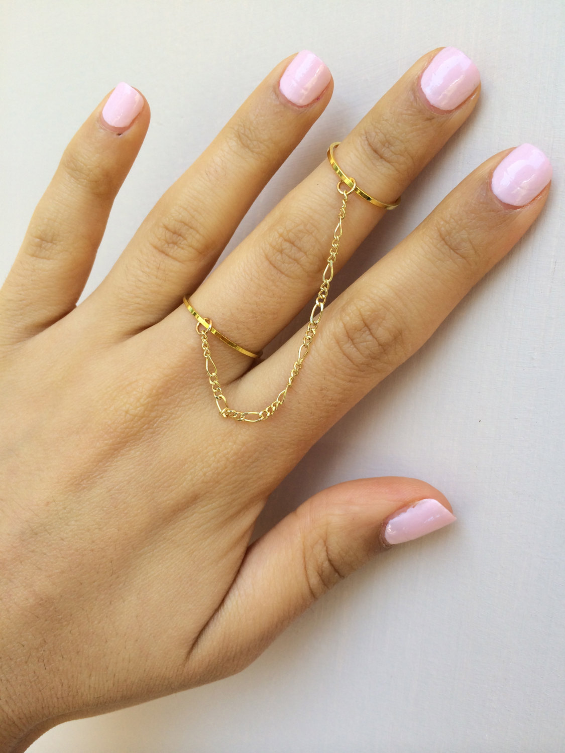 Rouelle Talia Double Connected Knuckle Rings With Dainty Delicate Chain ...